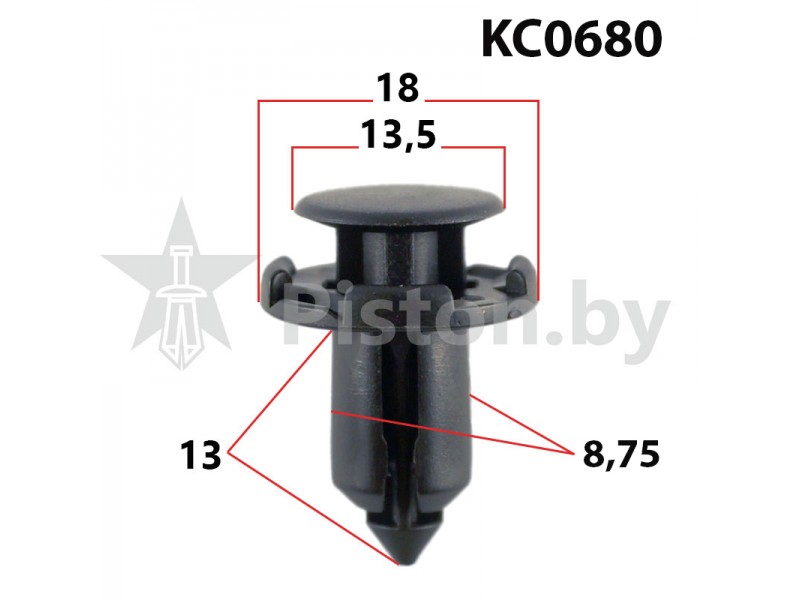 KC0680 пистон (клипса) крепления бампера Мицубиси купить в Минске, цена ...