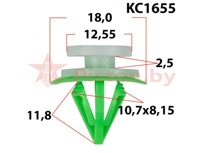 KC1655 пистон (клипса) молдинга двери Рено, Опель, Ленд Ровер ...